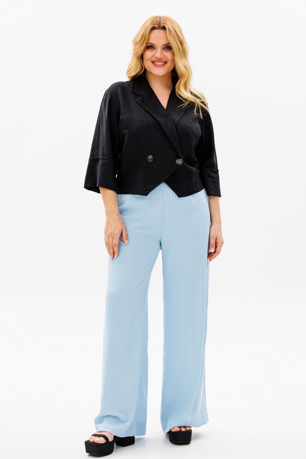 Костюм брючный 1375-1 черный + голубой Michel Chic купить в интернет магазине | в наличии